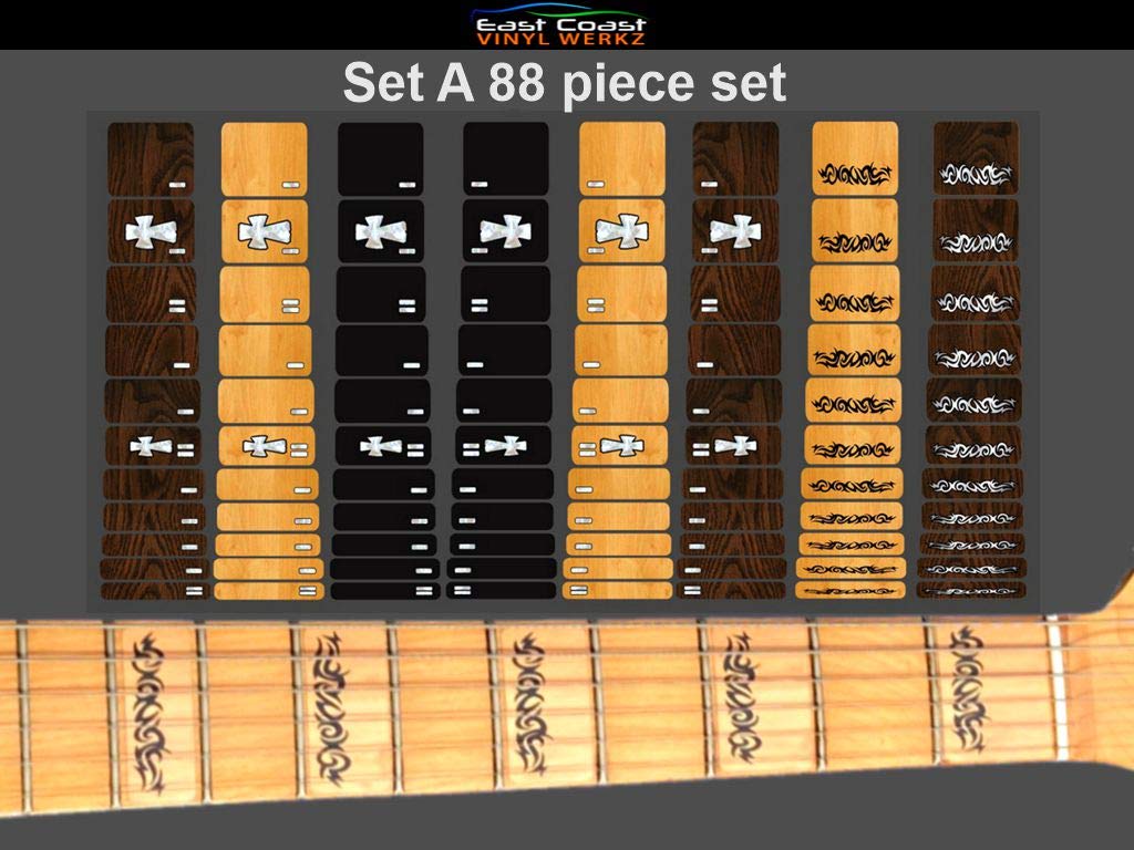 Acoustic Guitar Guide Shark Fin Guitar Decals - 88 PC Fret Marker ...