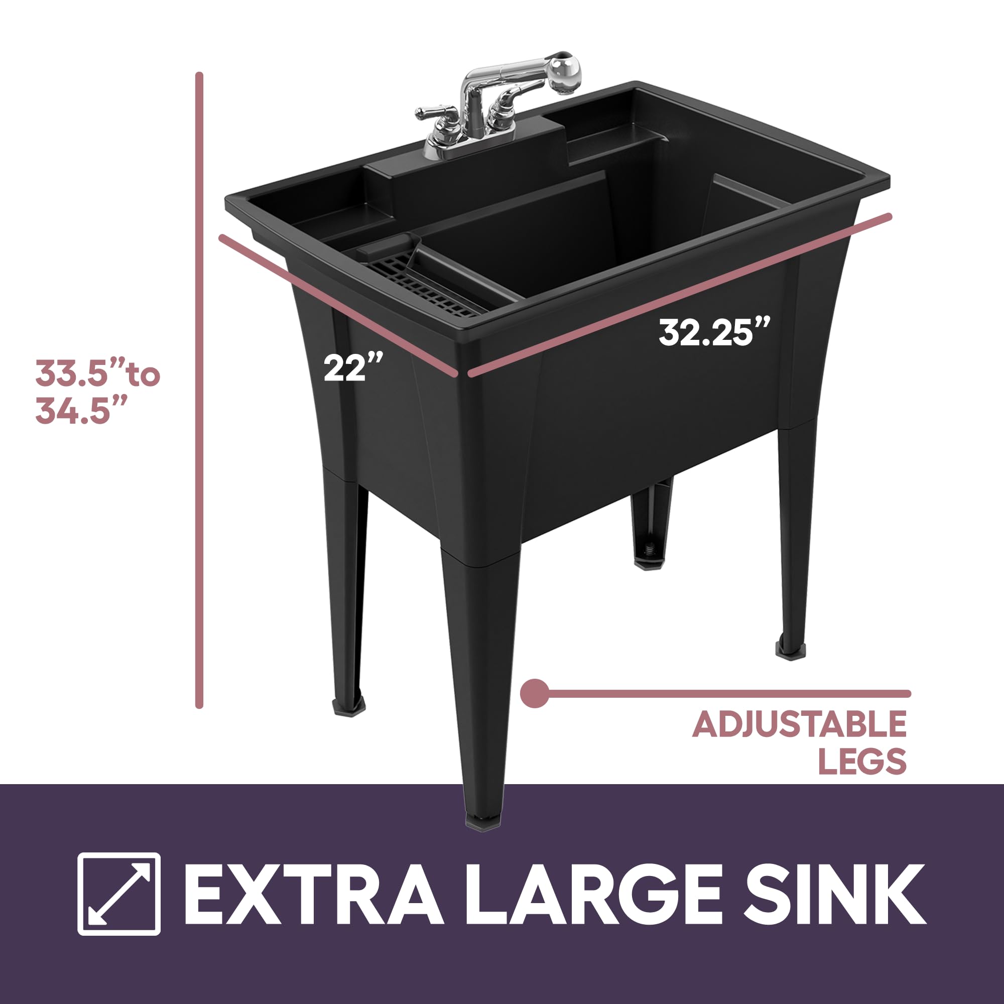 Utility Sink with Two-Handle Chrome plastic Faucet â€“ 32â€? Utility ...