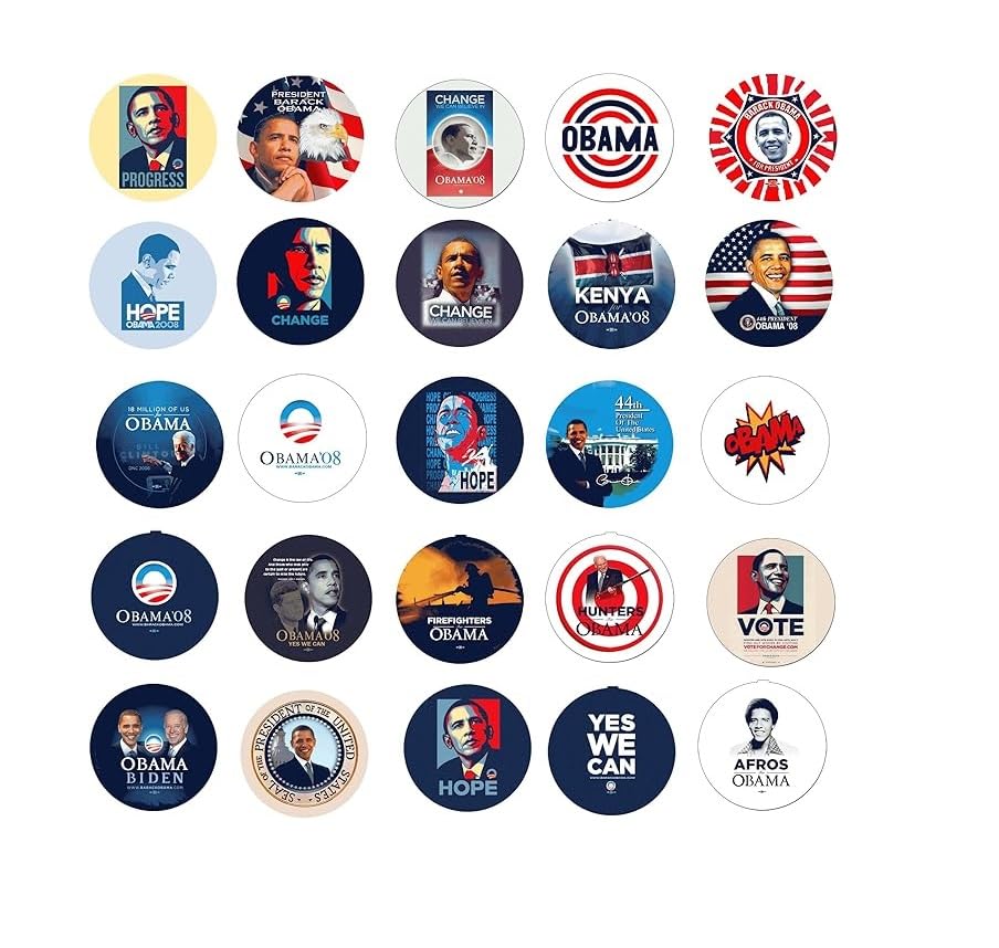 Amazon.com: Set of 25 Units of 2.25" Barack Obama Campaign Buttons Pins ...