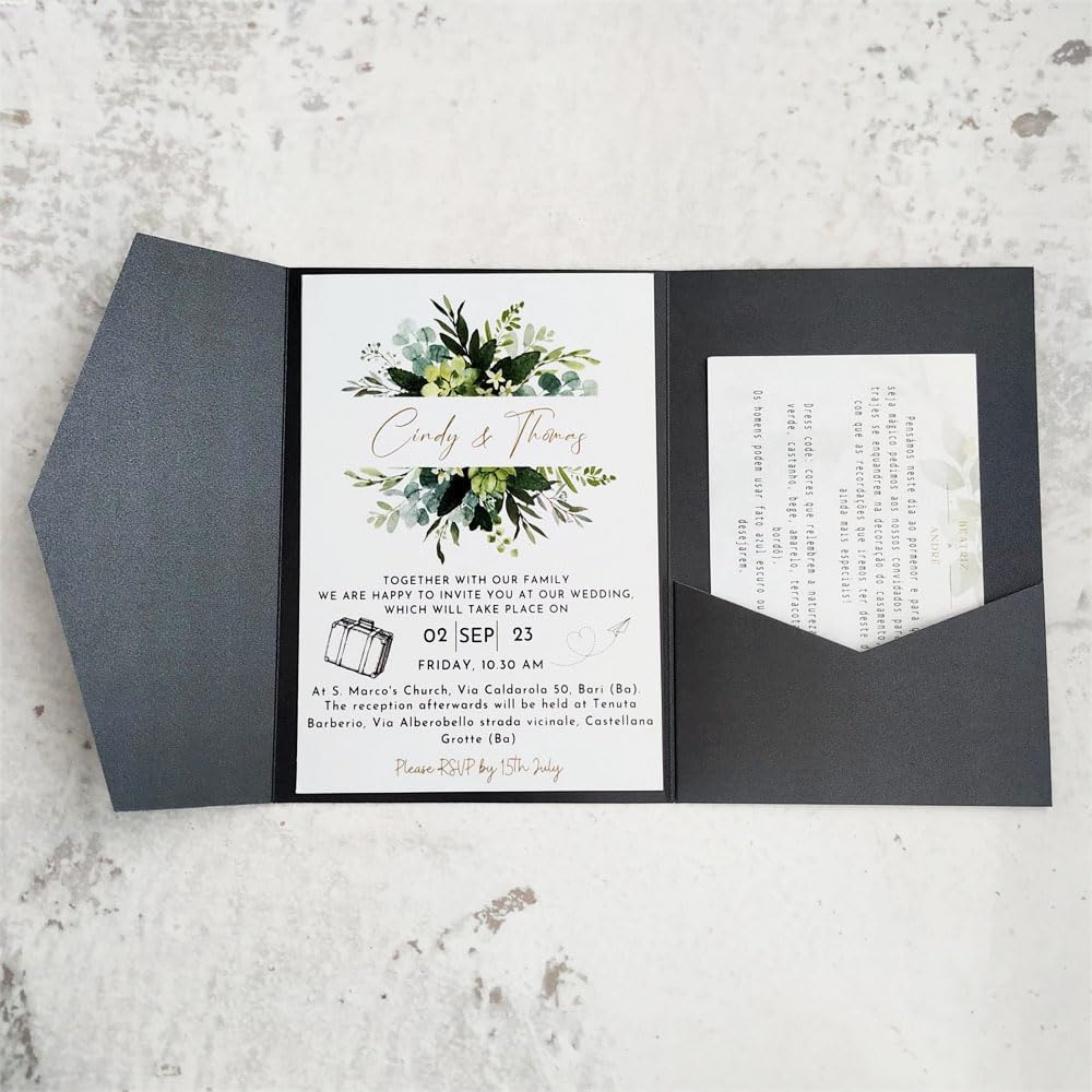 Amazon.com : MillaSaw Black Soot Wedding Invitation folder With ...
