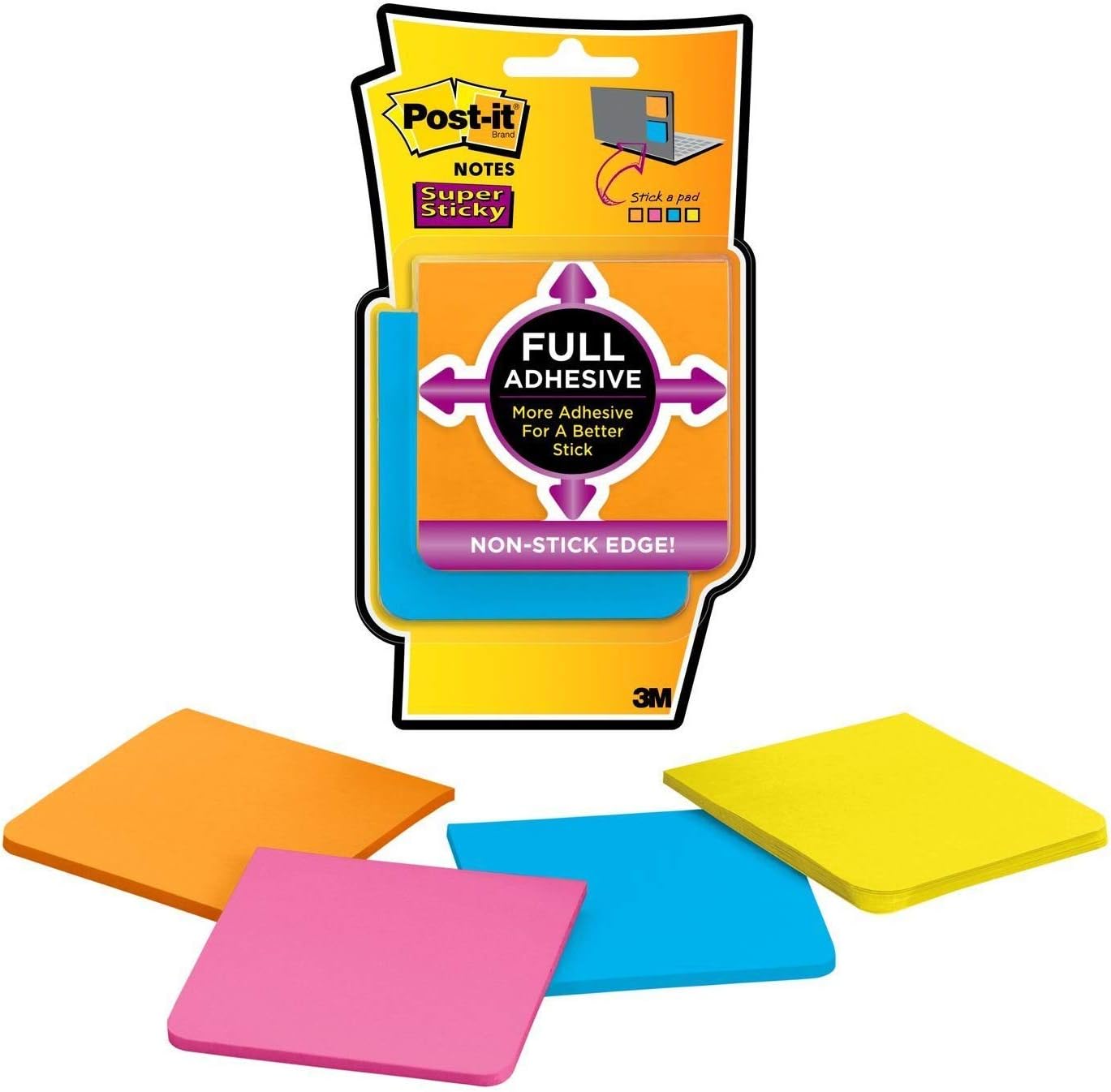 Amazon.com : Post-it Super Sticky Full Adhesive Notes, 2X Sticking ...