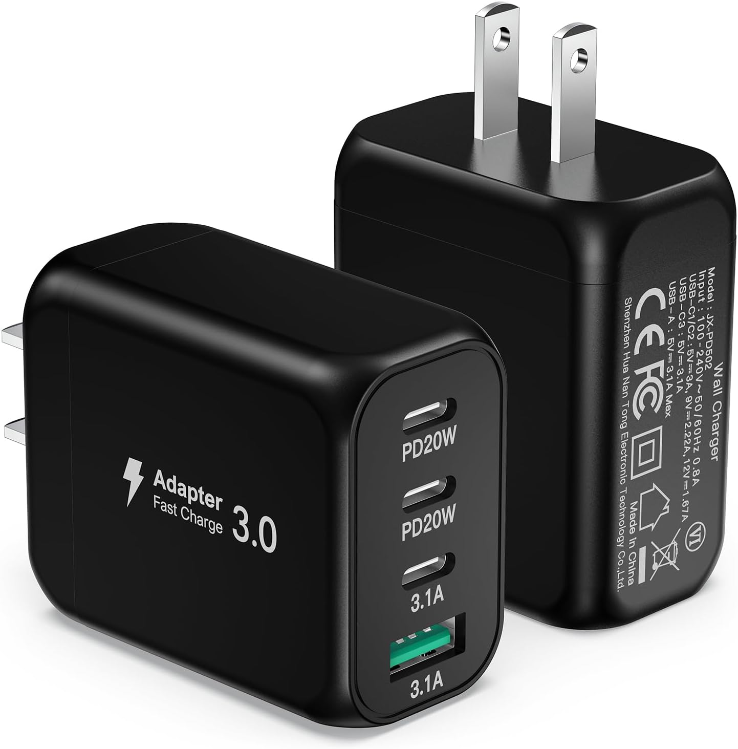 Amazon.com: [2-Pack] USB C Wall Charger, 40W 4-Port Fast Charging Block ...