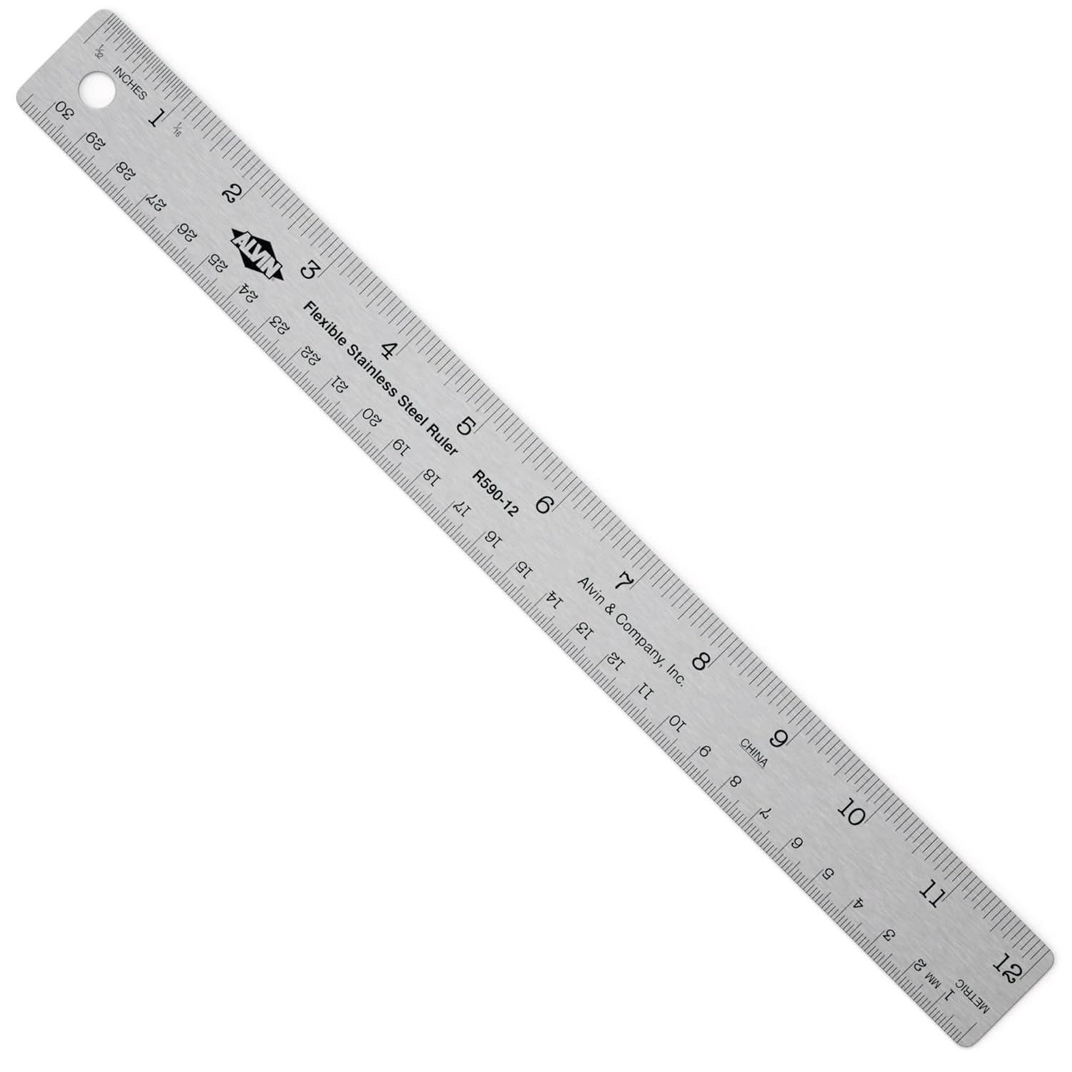 Alvin R590-12 Inking Ruler with Nonskid Cork Back, Stainless Steel, 12 ...