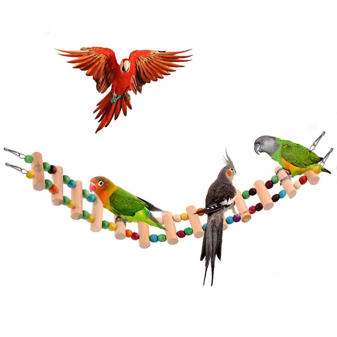 Giant 15 Inch / 38 cms Long Natural Wood Playful Bird Ladder Bridge for ...