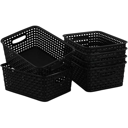 Amazon.com: Xowine Black Plastic Storage Basket, Set of 6 : Everything Else