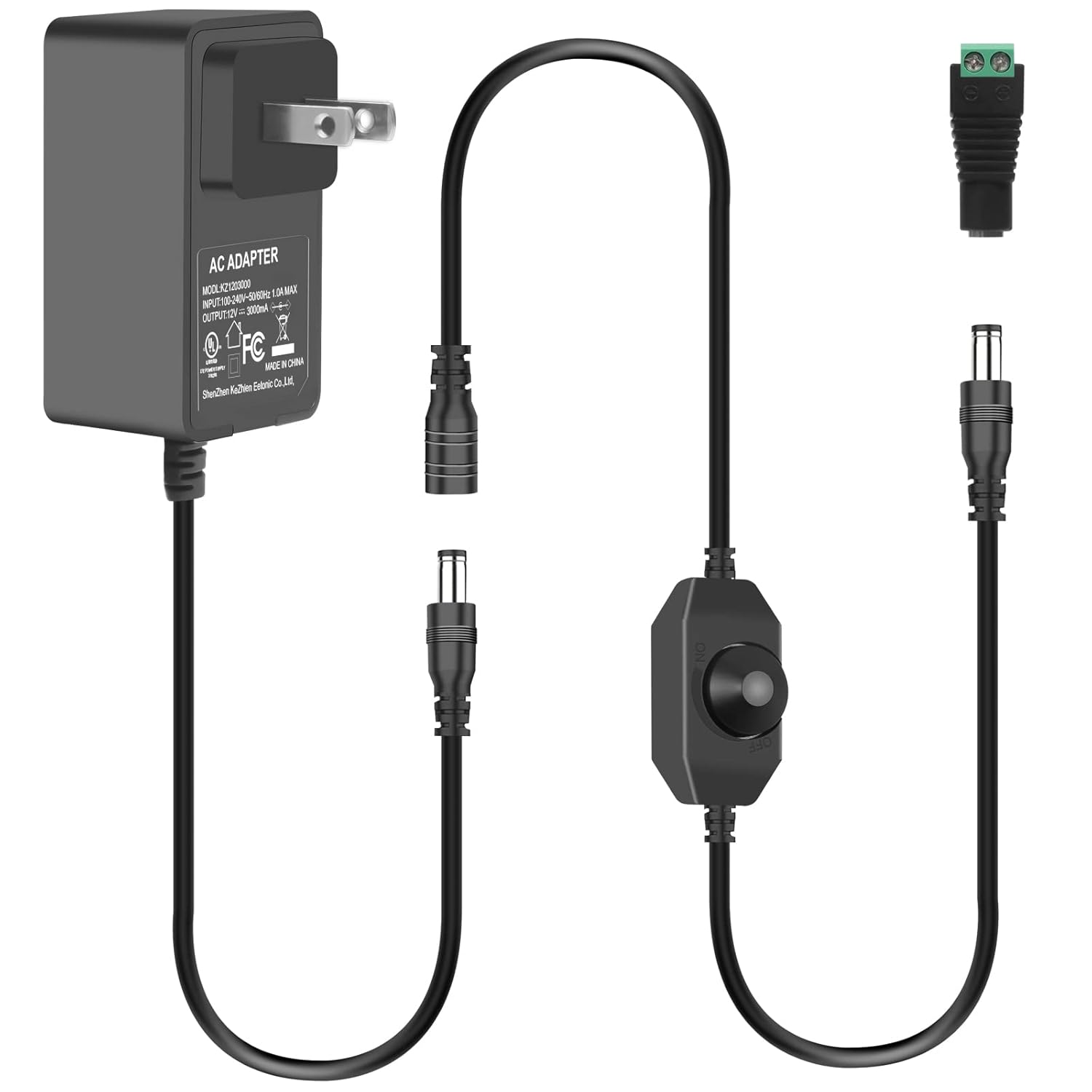 12V 3A Power Adapter, 36W AC 100-240V to DC Transformer Converter With ...