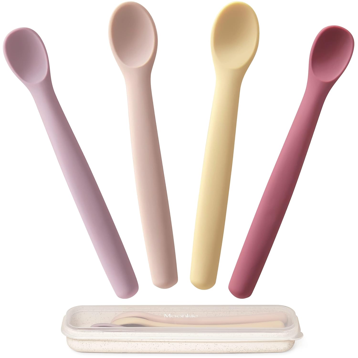 Amazon.com: Moonkie Silicone Baby Spoons Set of 4, Two Sizes Feeding ...