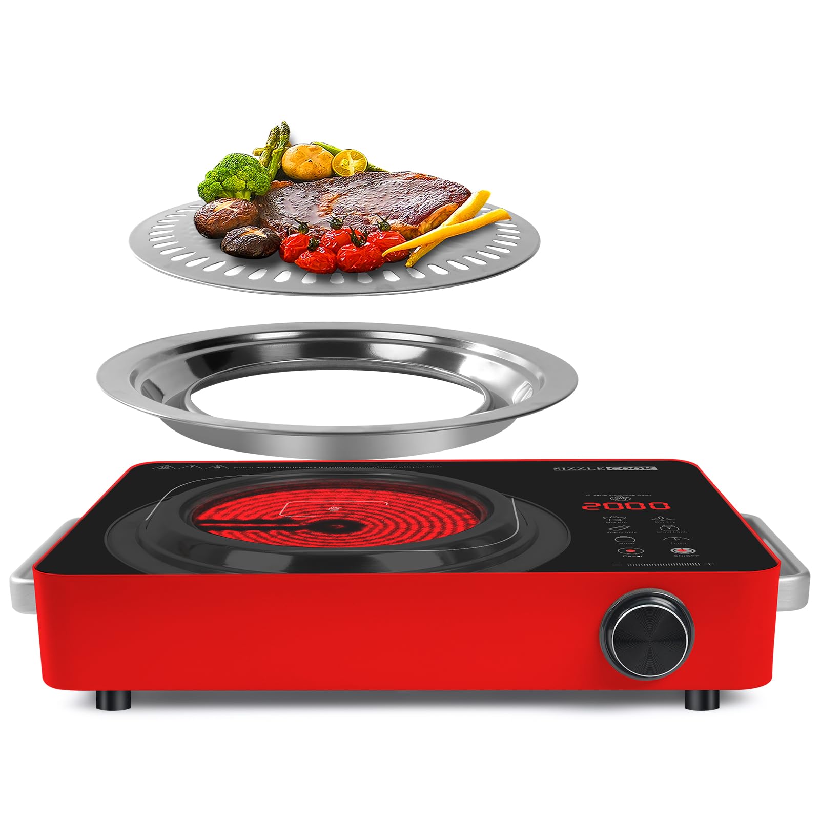 Amazon.com: SizzleCook Electric Cooktop Single Burner 110 Volt Portable ...