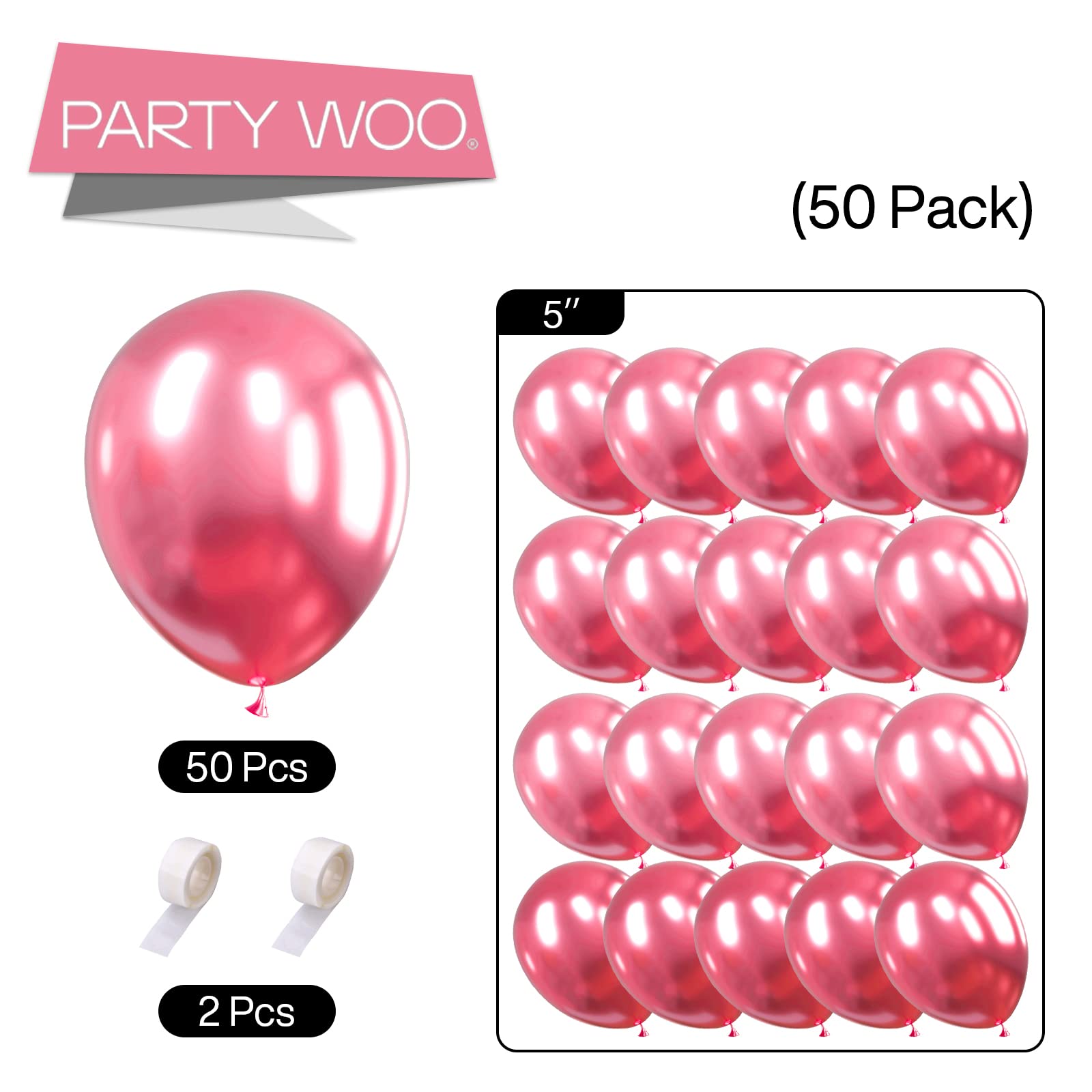 Snapklik.com : Metallic Dark Pink Balloons, 50 Pcs 5 Inch Pink Metallic ...
