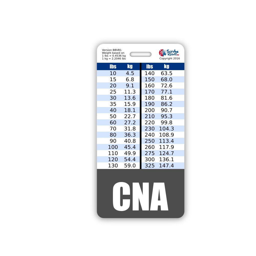 Amazon.com : CNA Badge Buddy Vertical w/Height & Weight Conversion ...