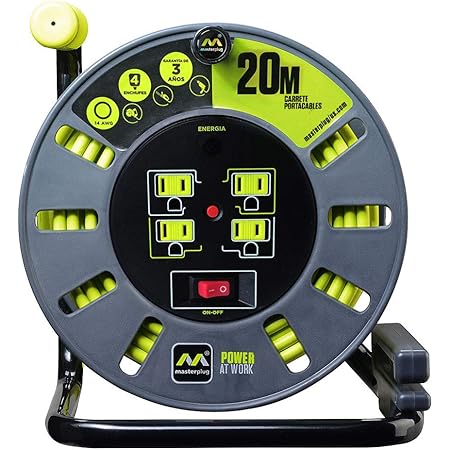 Masterplug - Extensión Eléctrica de 20 Mts Tipo Carrete, Calibre 14 AWG ...