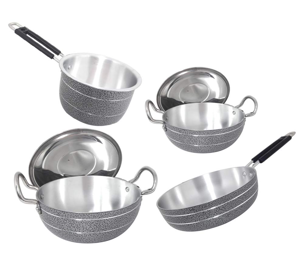Buy Bartan Hub Cookware Set (Kadhai 4000 ML, Kadhai 2500 ML, Sauce Pan ...