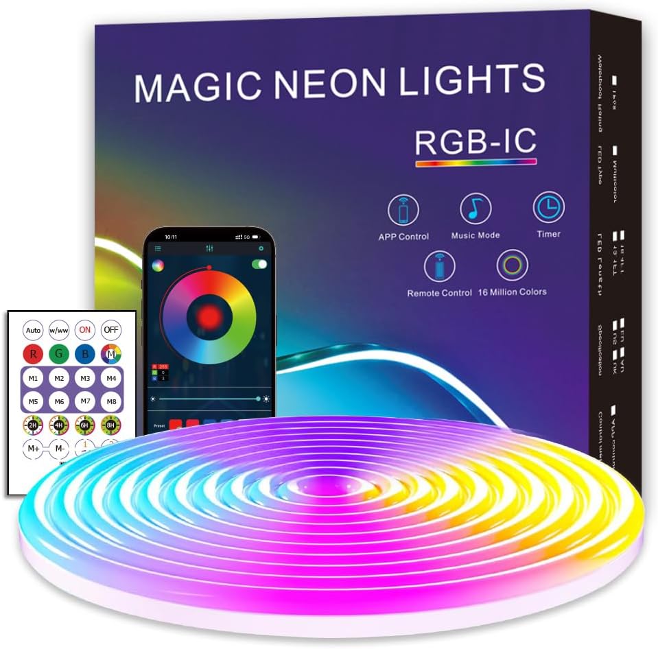 EcoMyLife LED Neon Rope Lights, 3M RGB Plus IC Strip Lights, IP68 ...