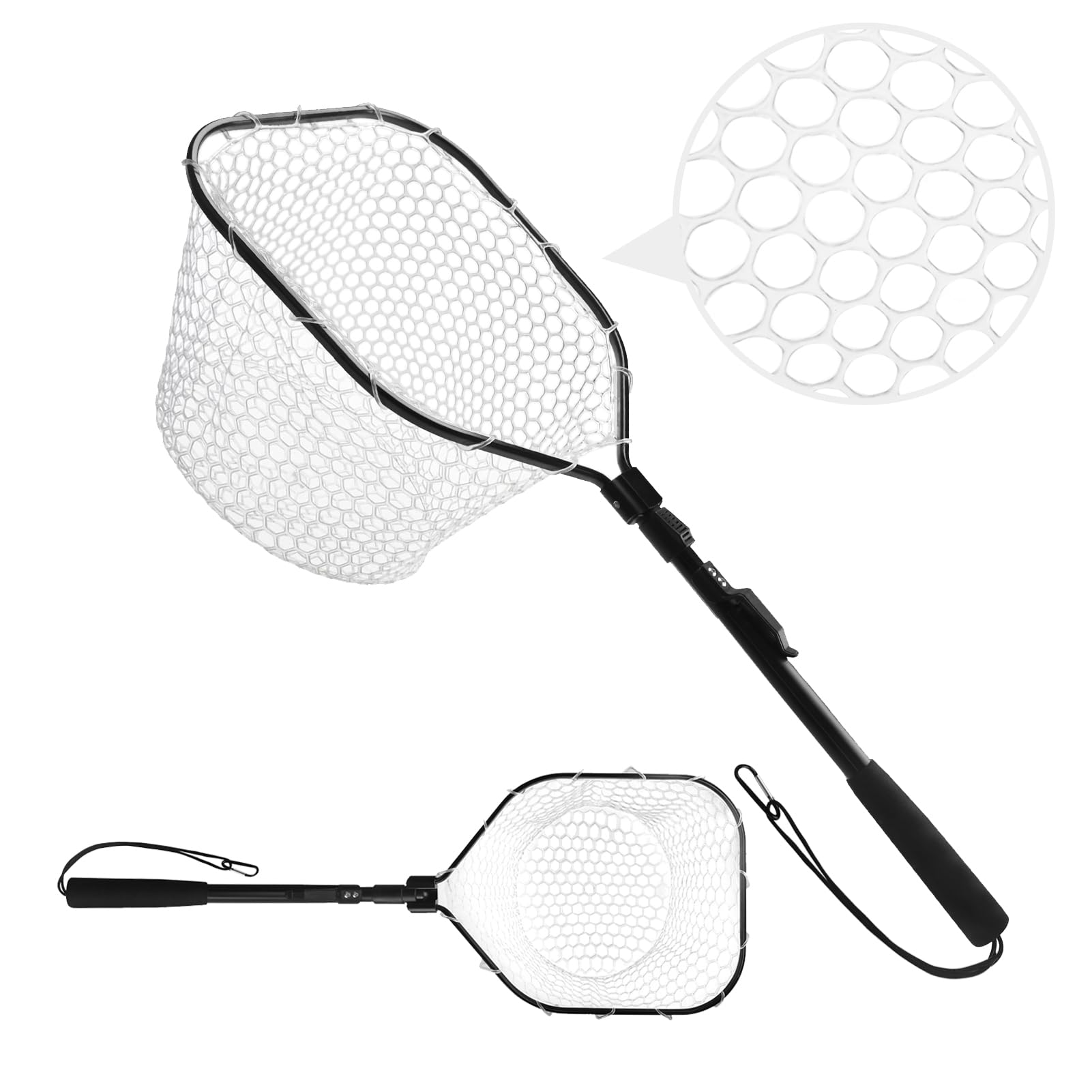 Snapklik.com : Yeahmart Fly Fishing Landing Net Soft Rubber Mesh Bass ...