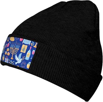 LHYDHG Happy Hanukkah Jewish Festival Holiday Beanie Hats Pullover Cap ...