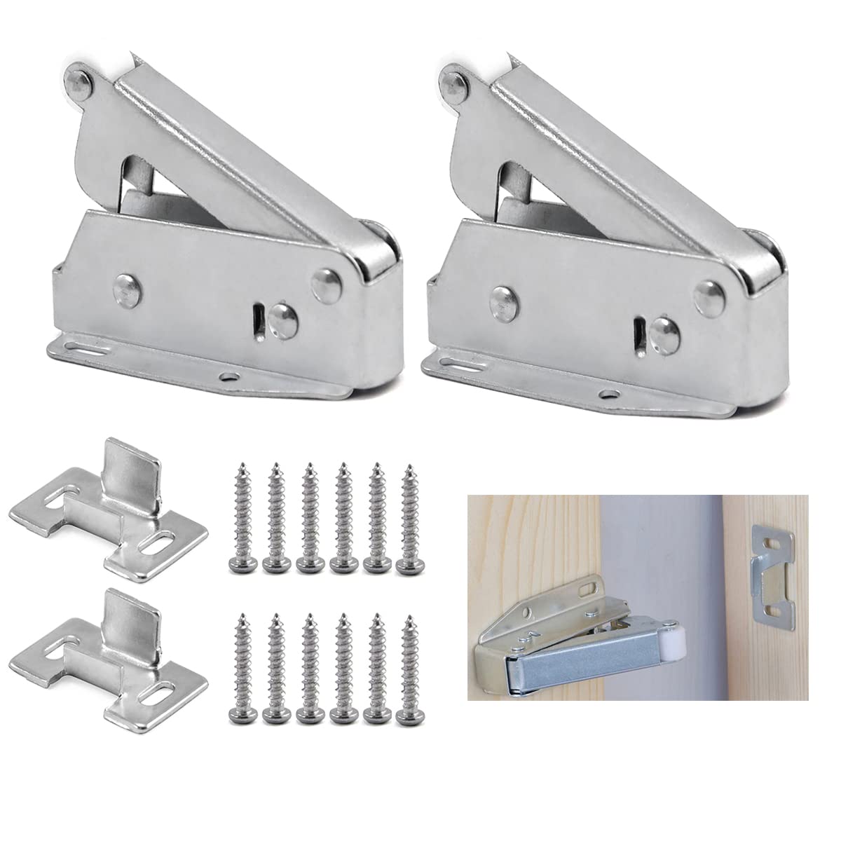 2 X Quick Automatic Door Spring Catch for Press to Open Cupboard Doors ...