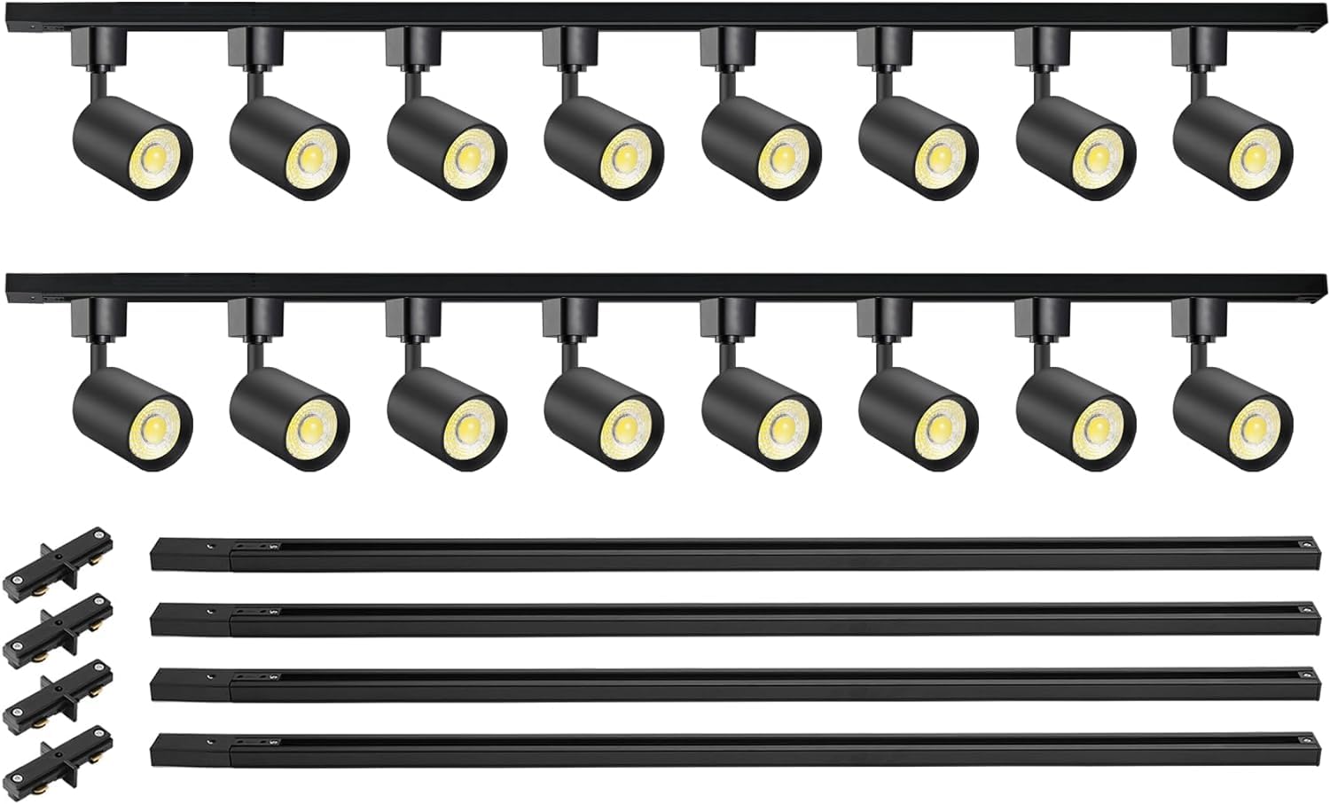 VANoopee 16-Light LED Track Lighting Kit with 13FT H Type Track Rails ...