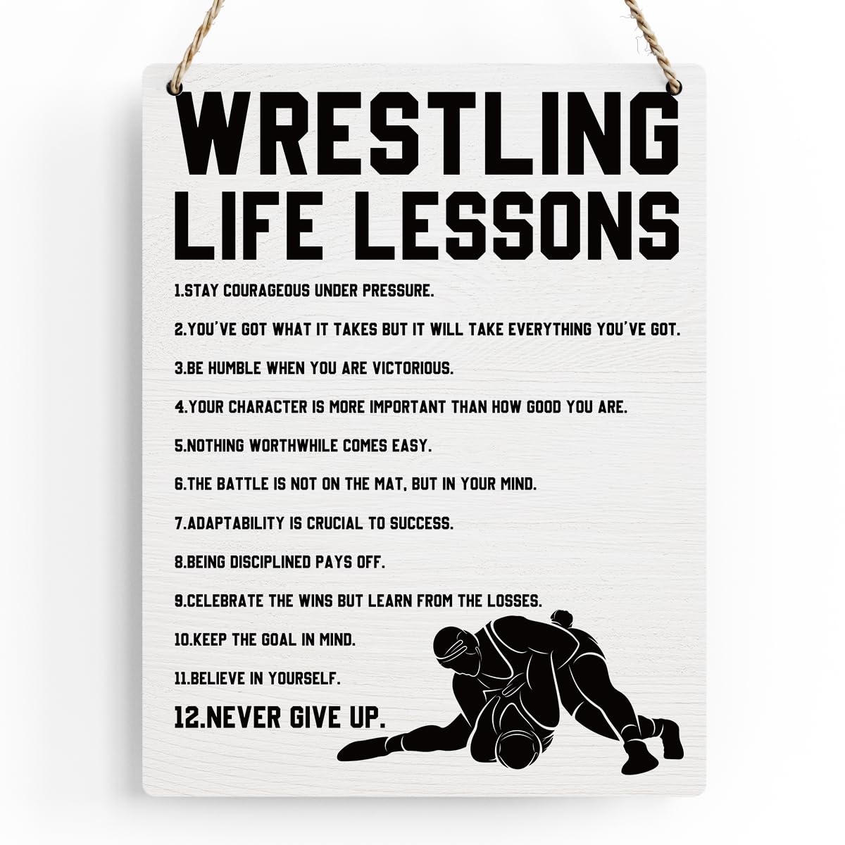 Amazon.com: Wrestling Life Lessons Wooden Hanging Sign Inspirational ...