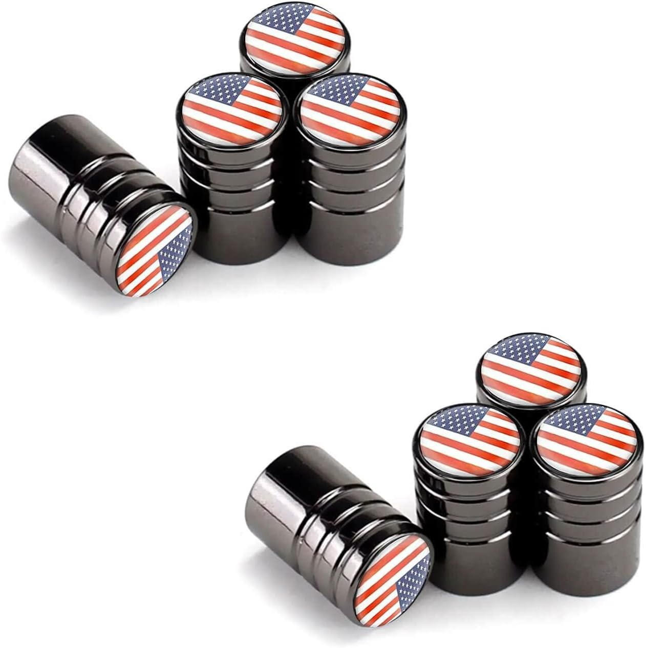 Amazon.com: Valve Stem Caps American Flag, USA Black Metal Tire Valve ...