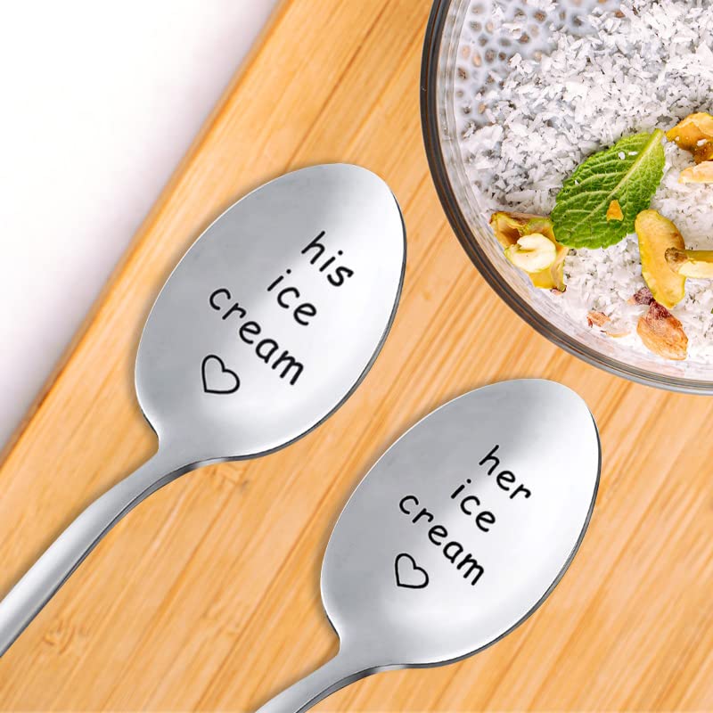 Ice Cream Lover Gifts Couple Ice Cream Spoons Set - Engraved Stainless ...