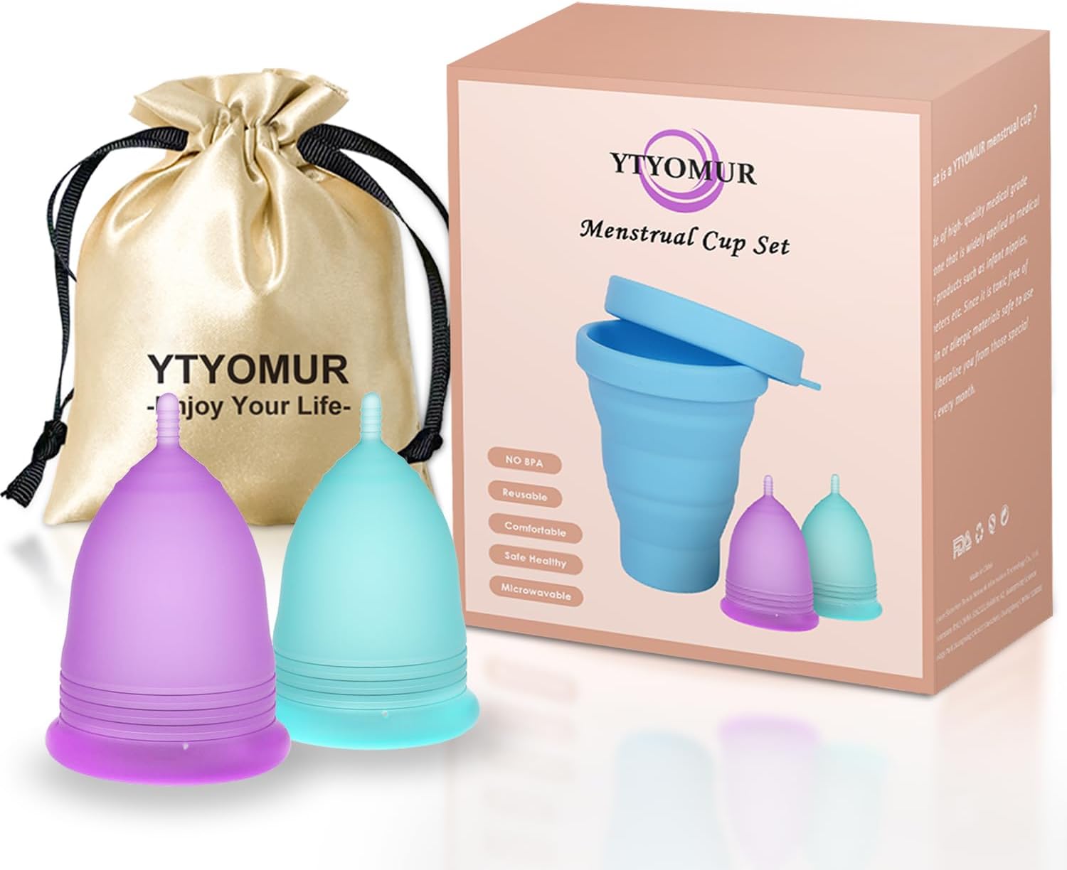 Amazon.com: YTYOMUR Menstrual Cup Set, 2 Soft Period Cup Come with Collapsible Cleaner Cup ...