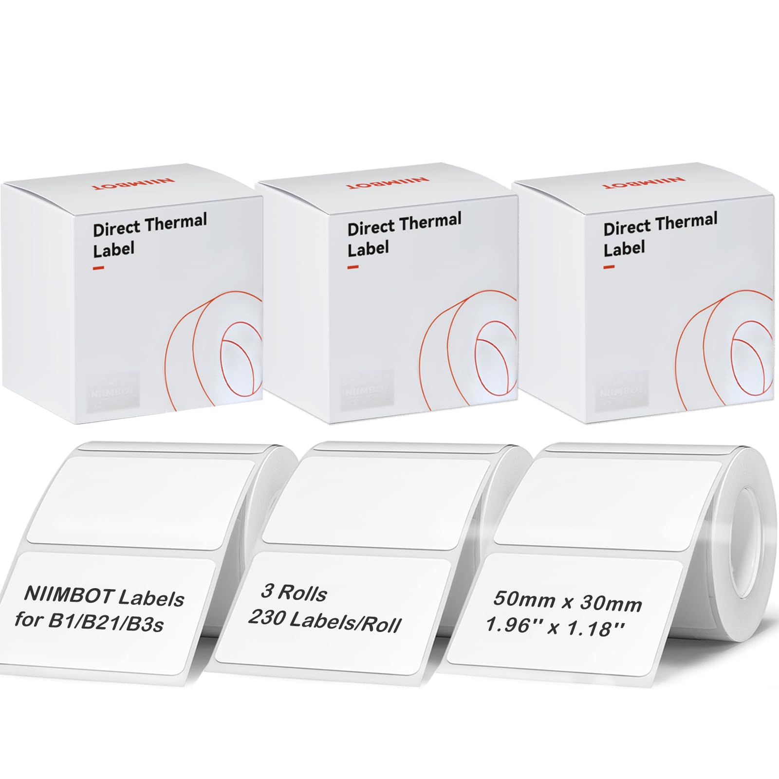 Amazon.com : NIIMBOT Labels for B1/B21/B3S Label Maker, (3 Rolls, 1.97 ...