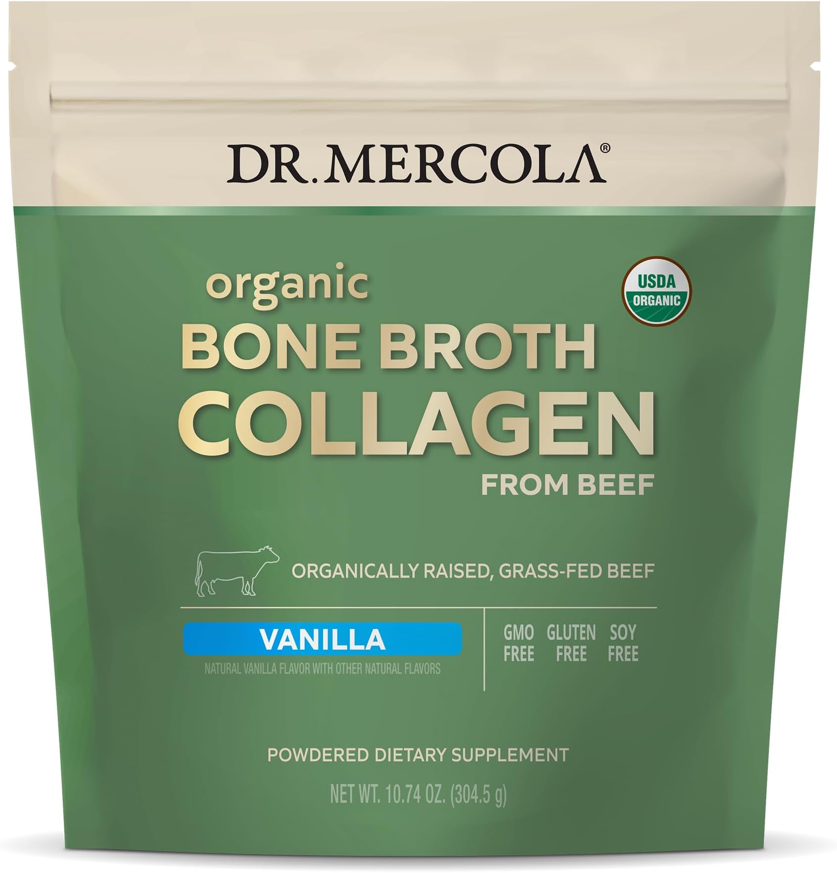 Amazon.com: Dr. Mercola Organic Bone Broth Collagen Powder - Vanilla ...