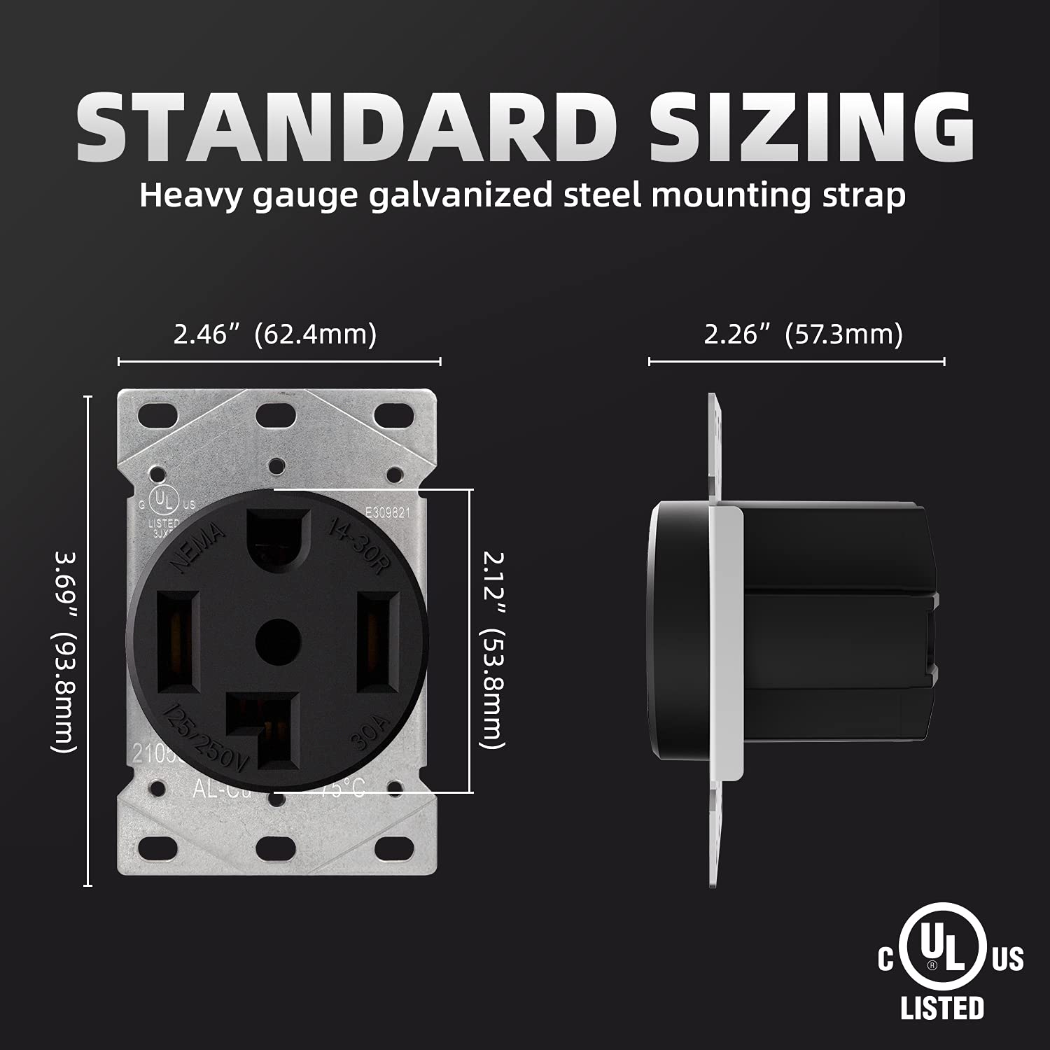 Snapklik.com : 30 Amp 3 Pole, 4 Wire 125/250 Volts 14-30R Grounding ...