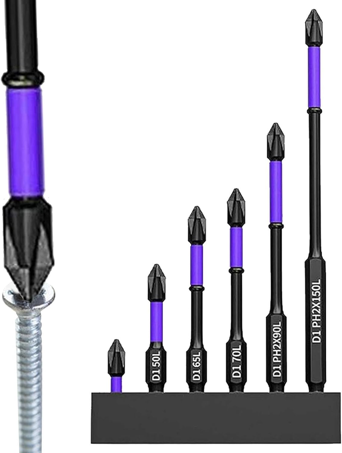 High Hardness Magnetic Bit, 6pcs Strong Magnetic Long Drill Bits Set ...