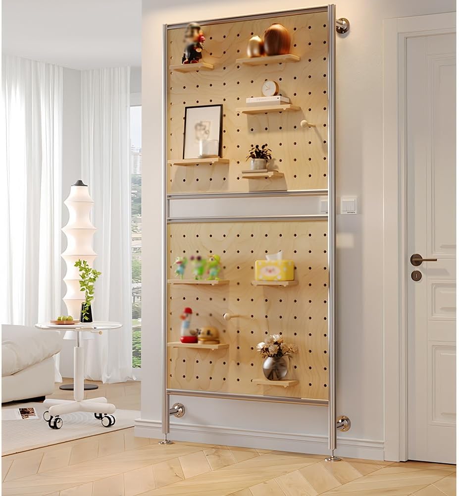 Modular Pegboard Wall - Solid Wood Display Panel with Hooks for ...