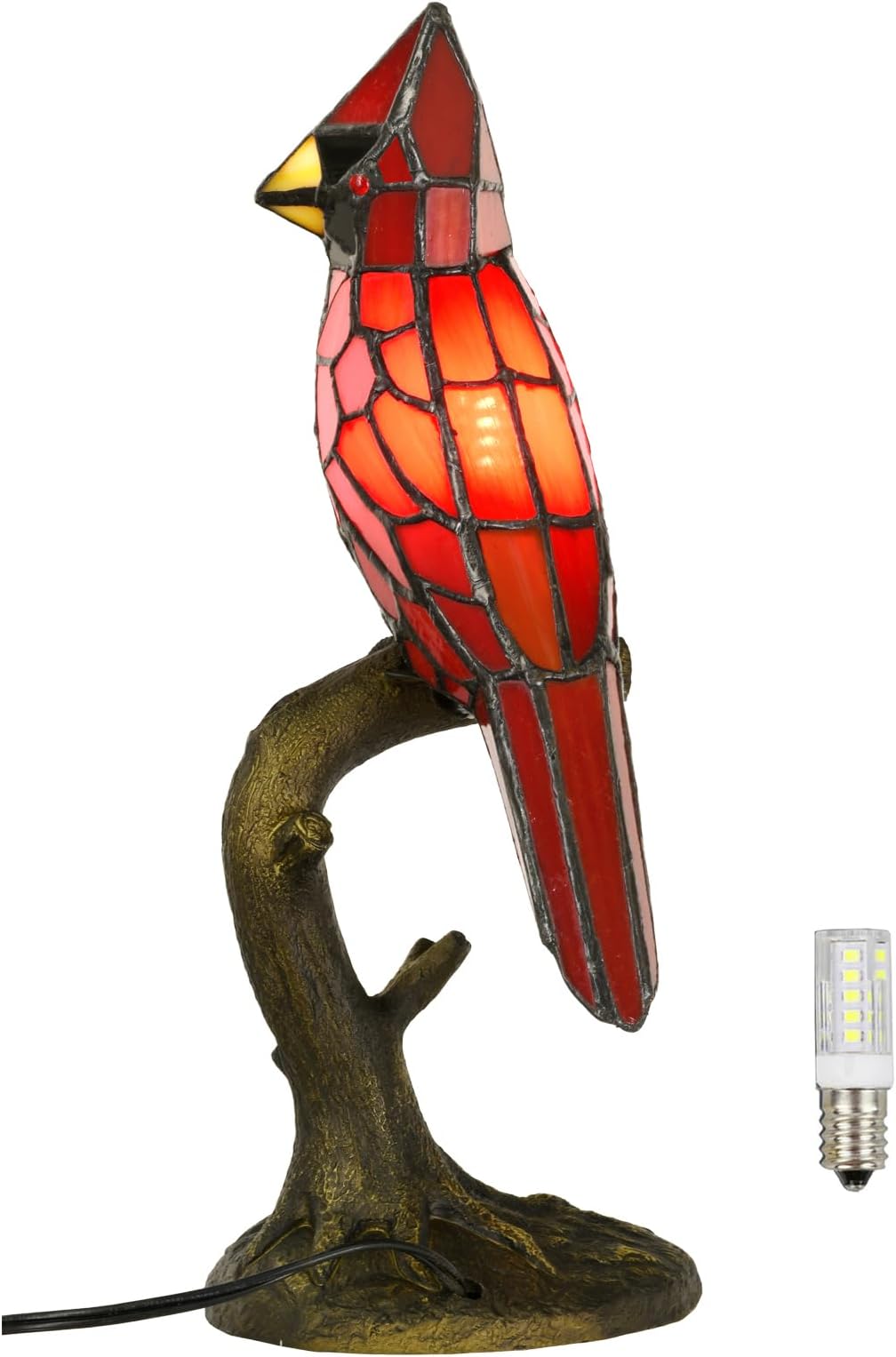 LITFAD Tiffany Crane Bird Table Light Retro Stained Glass&Resin 1 Light ...