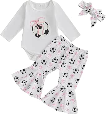 Amazon.com: Newborn Baby Girl Soccer Outfit Soccer Bow Short Sleeve ...