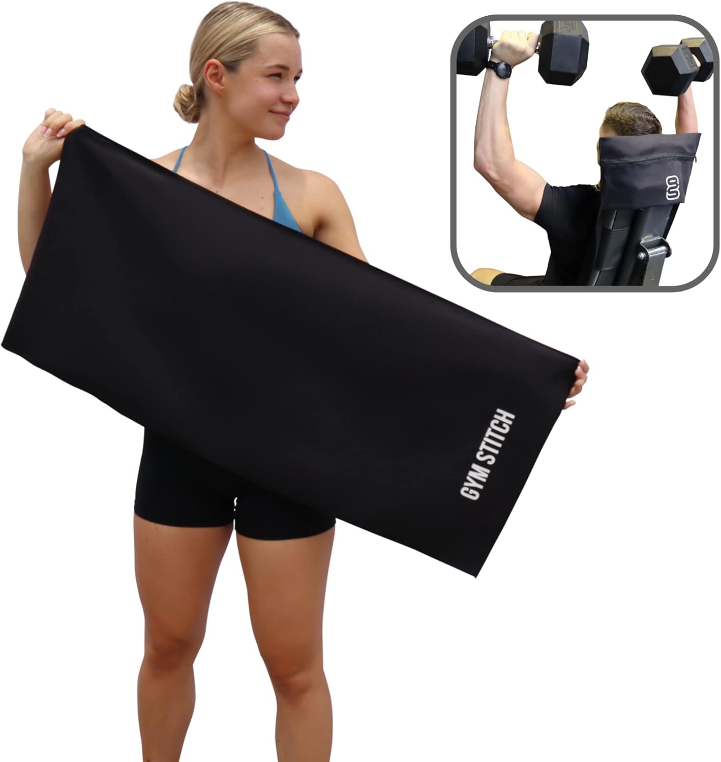 GYM STITCH Microfibre Gym Towel Sport Towel with Zip Pocket, Multi ...