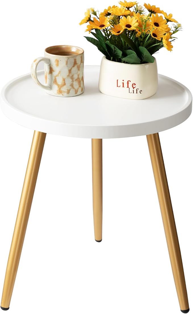 Amazon.com: danpinera Round Side Table, Metal Legged Accent Table with ...