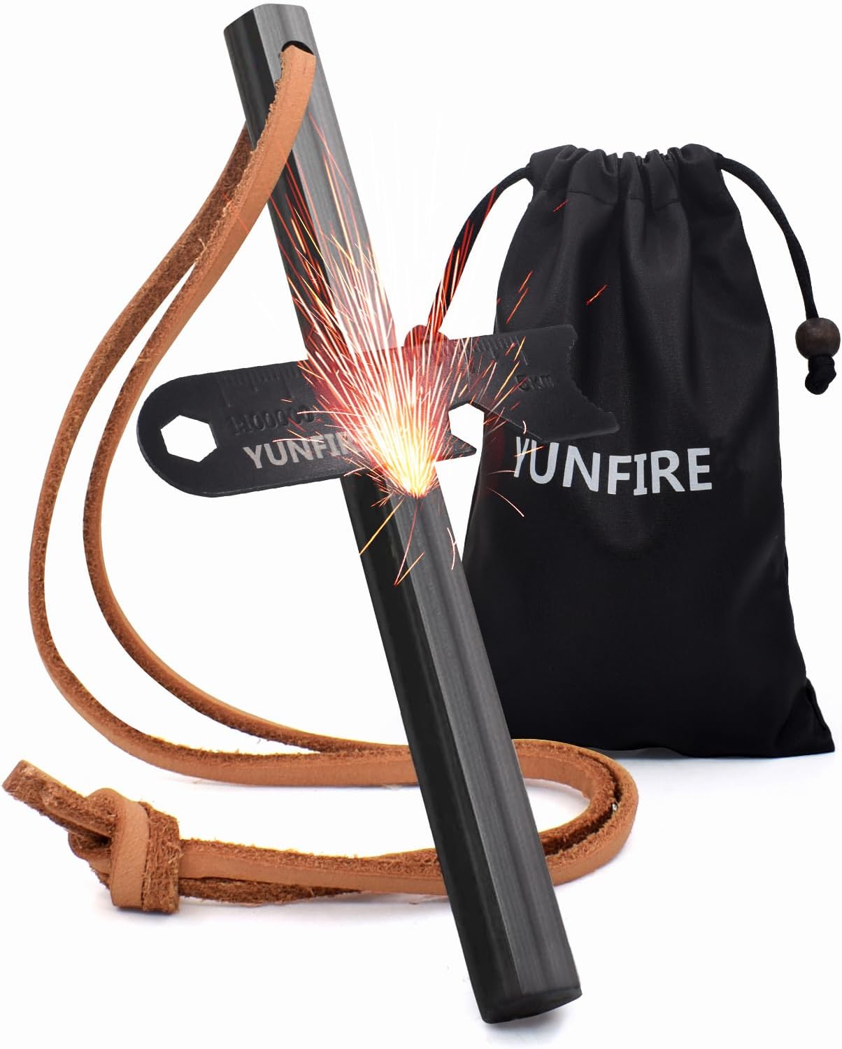 Fire Starter 5" x 1/2", Ferro Rod with 6 Wide Striking Surfaces, Thick ...