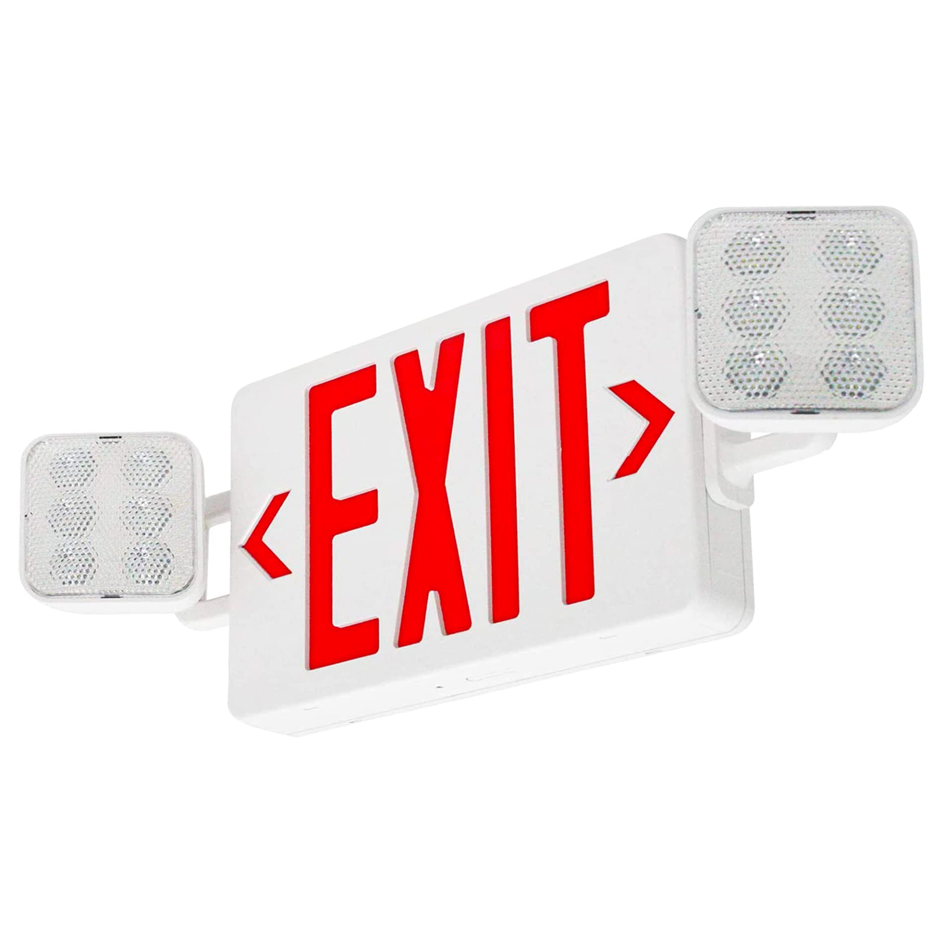 LED Combo Exit Sign Emergency Light, Double Sided with Two LED Flood ...