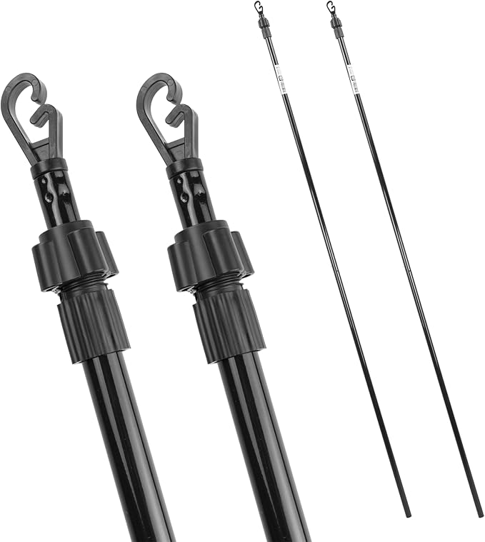 KCT 2x 2.4m Washing Line Prop Pole Heavy Duty Outdoor Extendable ...