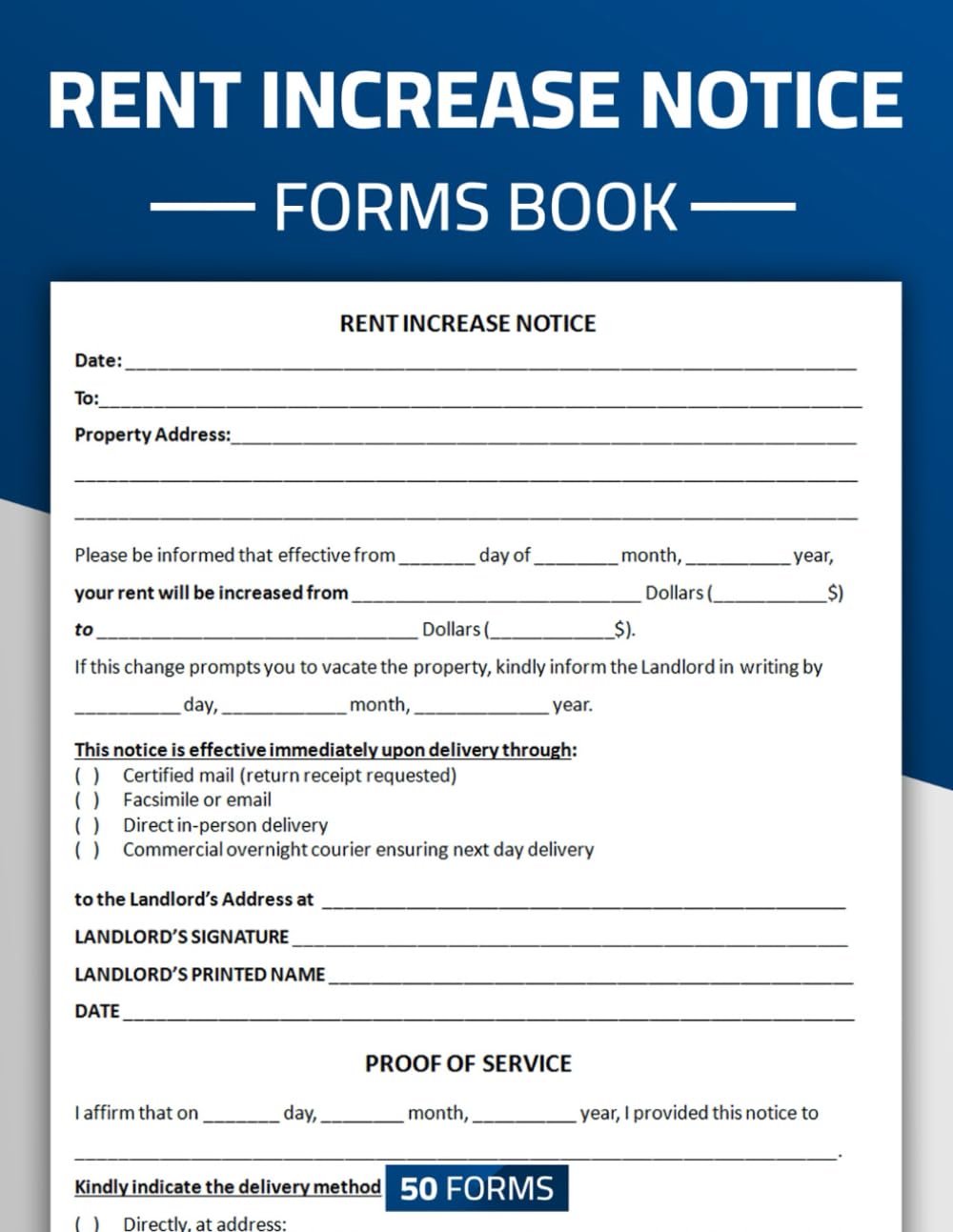 Rent Increase Notice Forms Book: Tenancy Fee Increase Notification Form ...