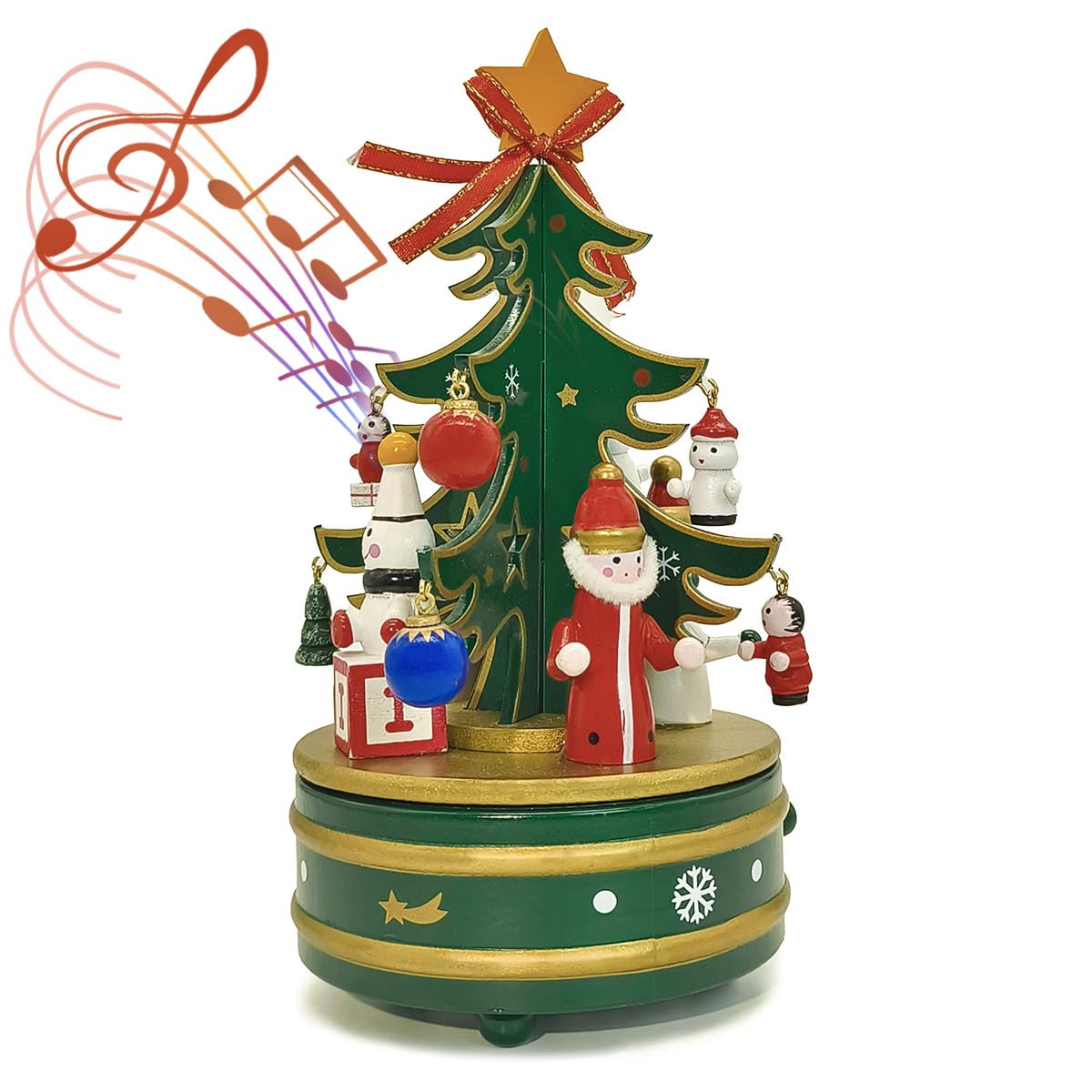 Amazon.com: Micteney Christmas Music Box, Wind Up Wooden Christmas ...