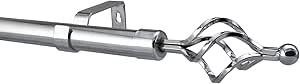 YHO Extendable Curtain Pole Silver Chrome Metal Curtain Pole Set 28mm ...