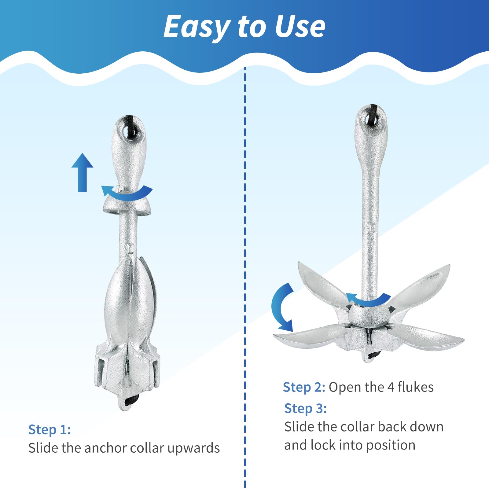 Snapklik.com : Weyleity Kayak Anchor 3.5lbs/1.5kg Folding Anchor ...