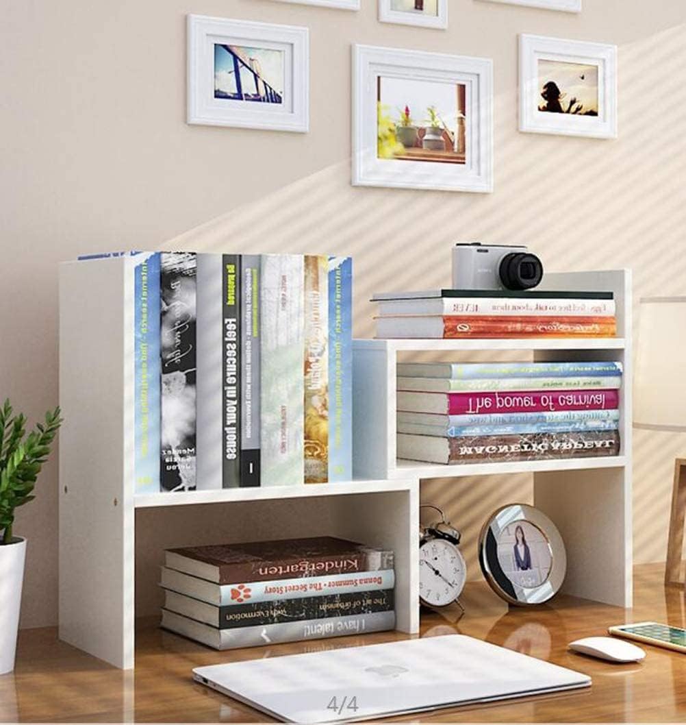 Wood Adjustable Small Desktop Bookshelf, Expandable Desktop Storage ...