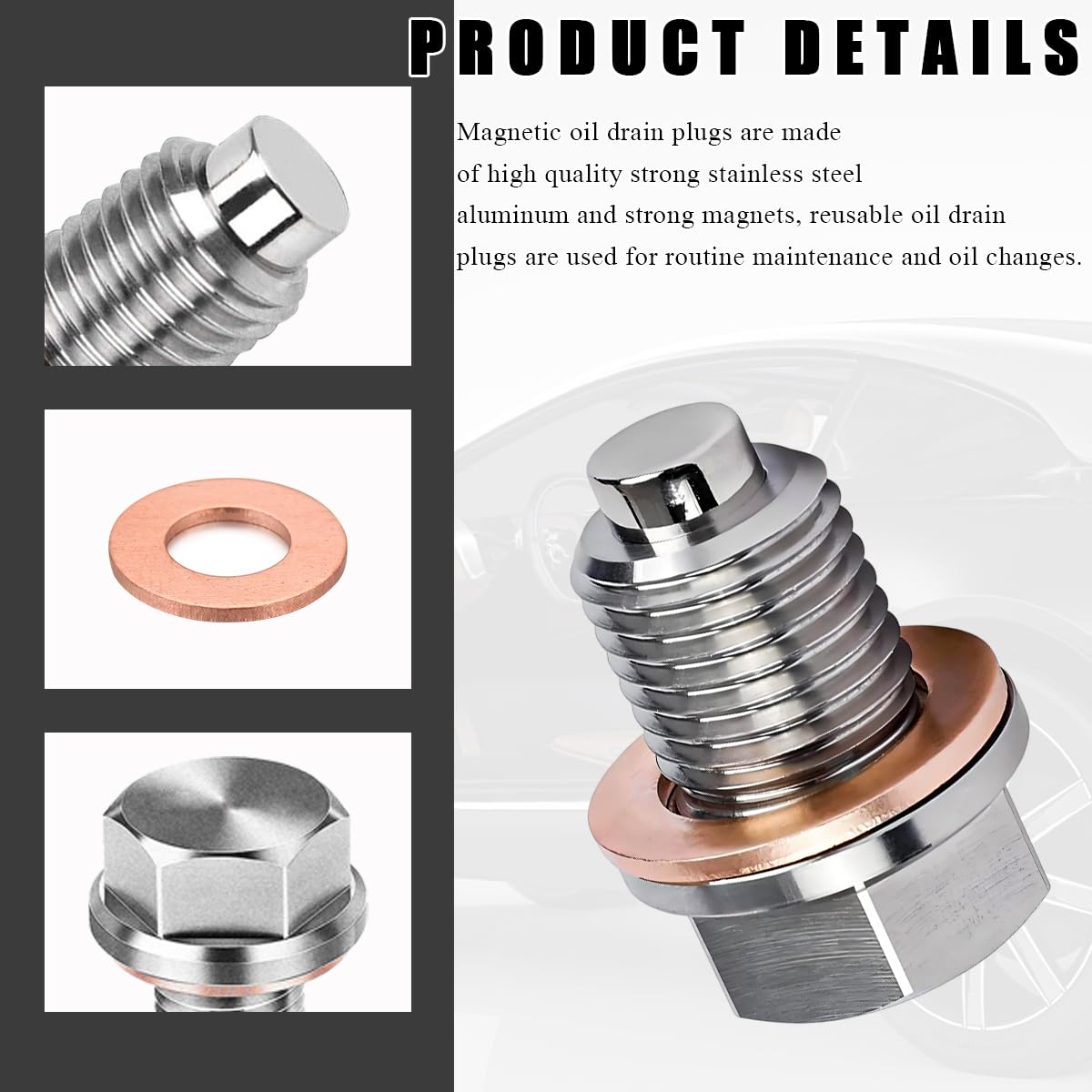 Snapklik.com : KVAEY Magnetic Oil Drain Plug, M121.5 Aluminum Alloy ...