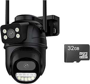 6K 12MP Outdoor WiFi Camera PTZ 8X Optical Zoom Three Lens Dual Screens ...