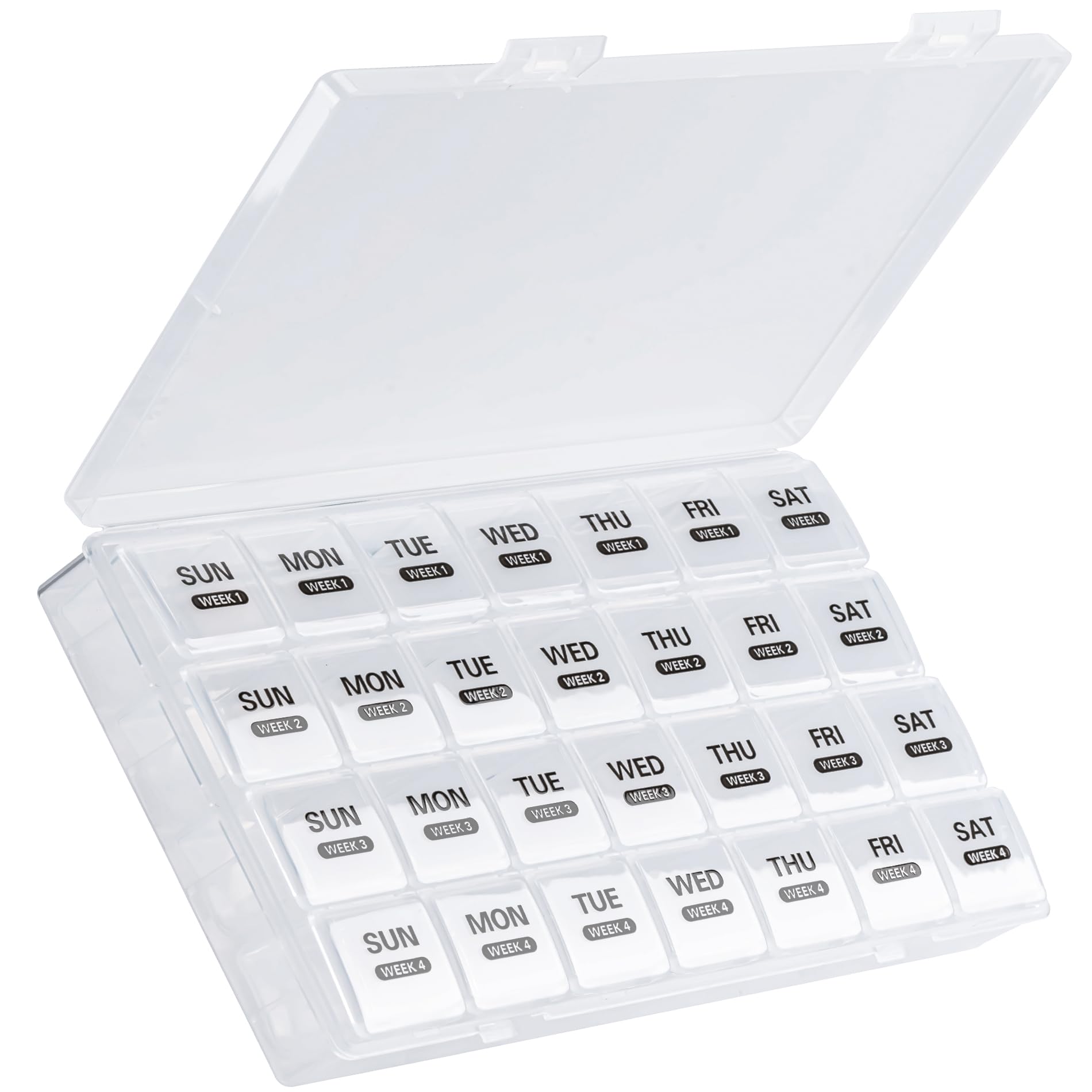 Monthly Pill Organizer, 28 Day Pill Box 1 Time a Day with Dust-Proof ...