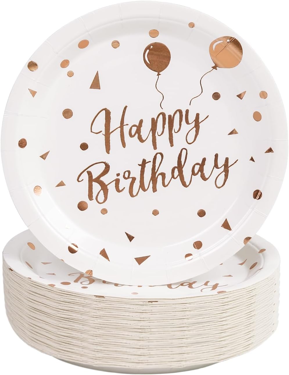 Amazon.com: 50PCS Happy Birthday Paper Plates - 7Inch White Dessert ...