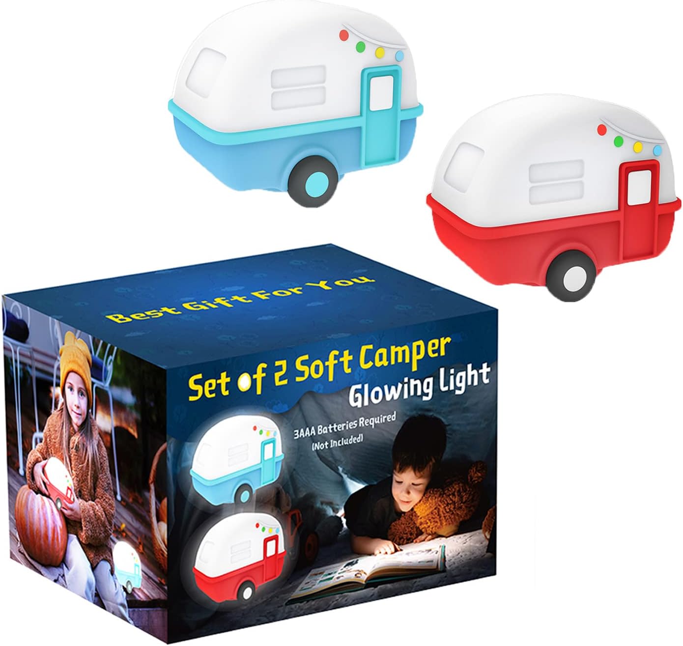 Haigoo Happy Camper Night Light 2-Pack,Led Portable Night Light Lamp ...