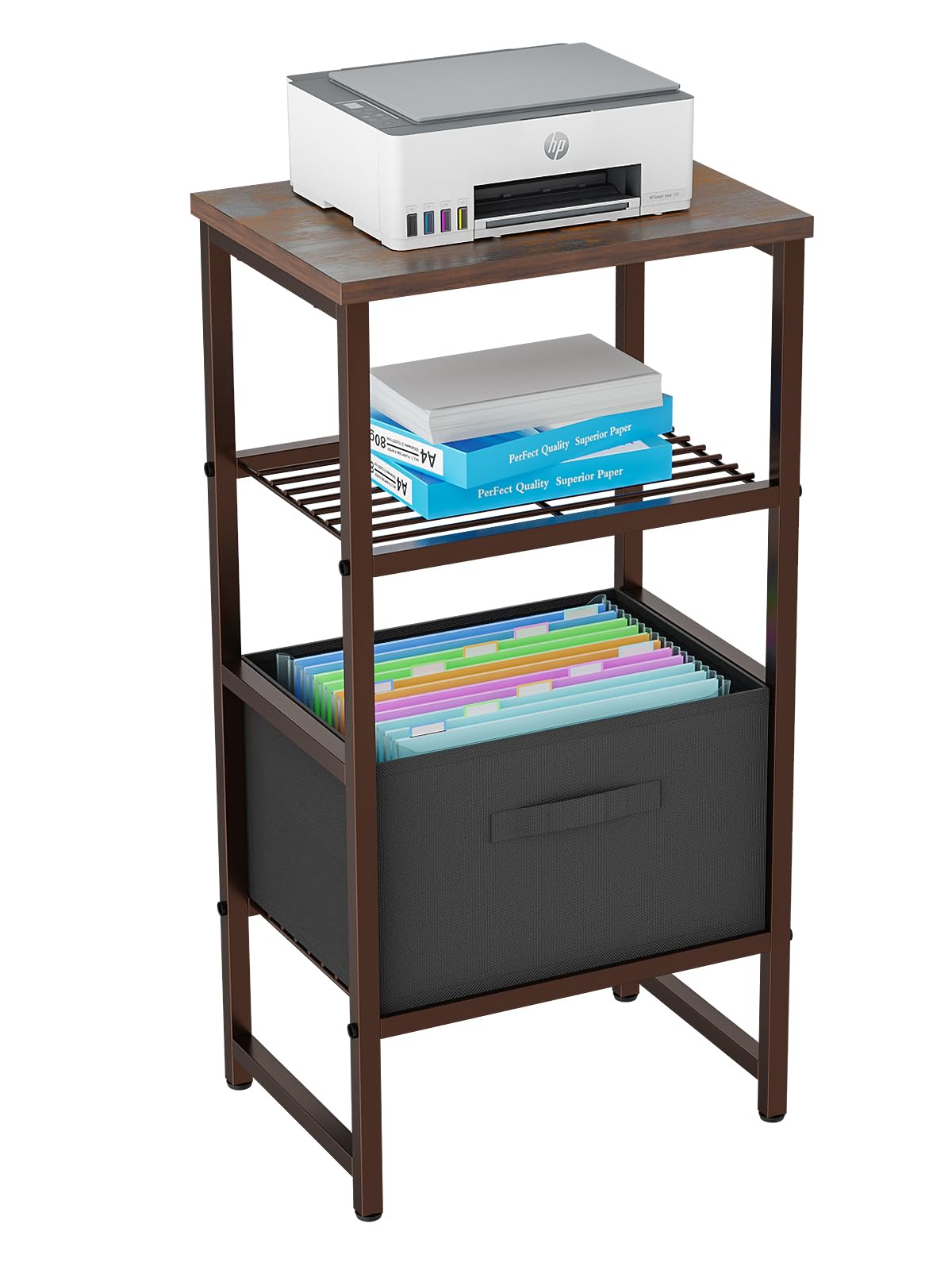 Amazon.com: MWQ Printer Stand with Drawer Storage, 3 Tier - Heavy Duty ...