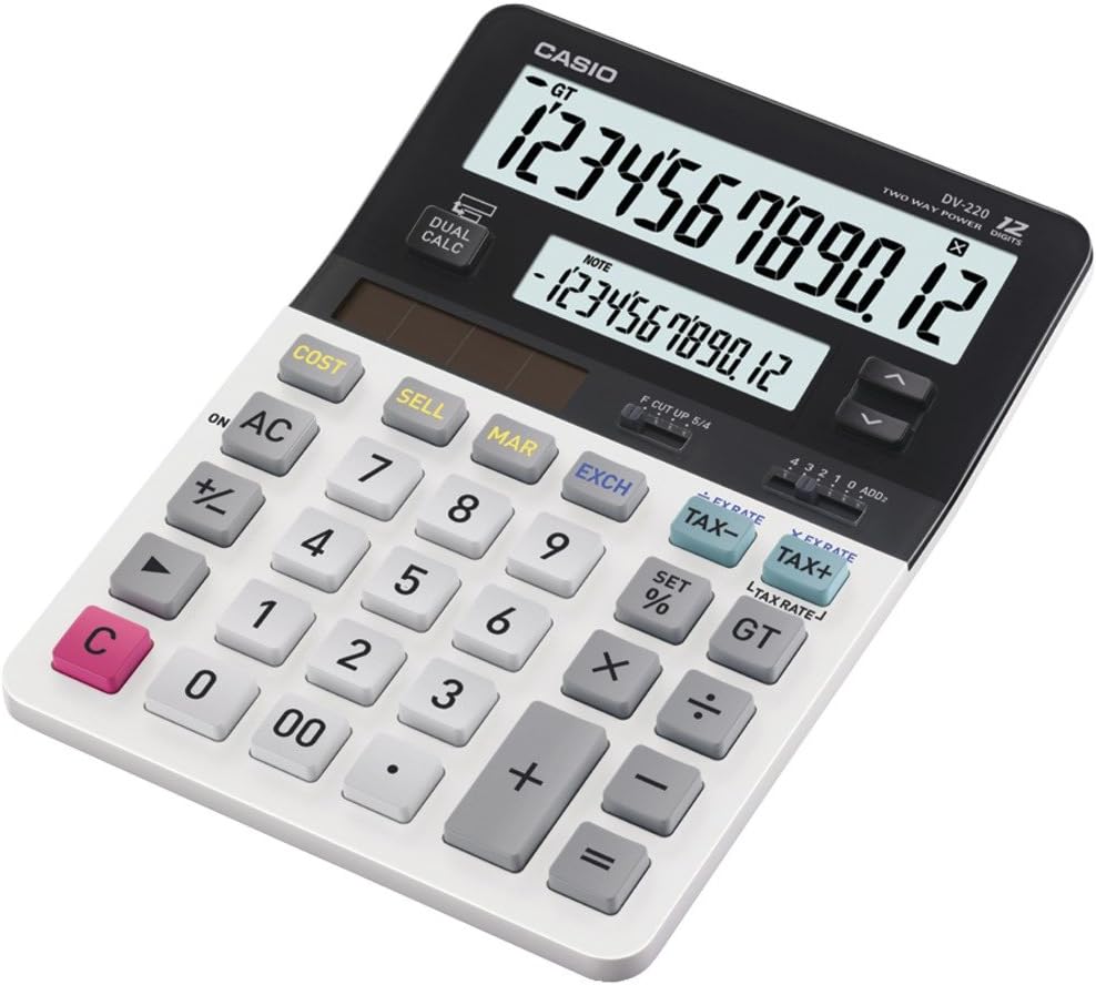 Amazon.com: Casio Dv-220 Dual Display Desktop Solar Calculator : Office ...