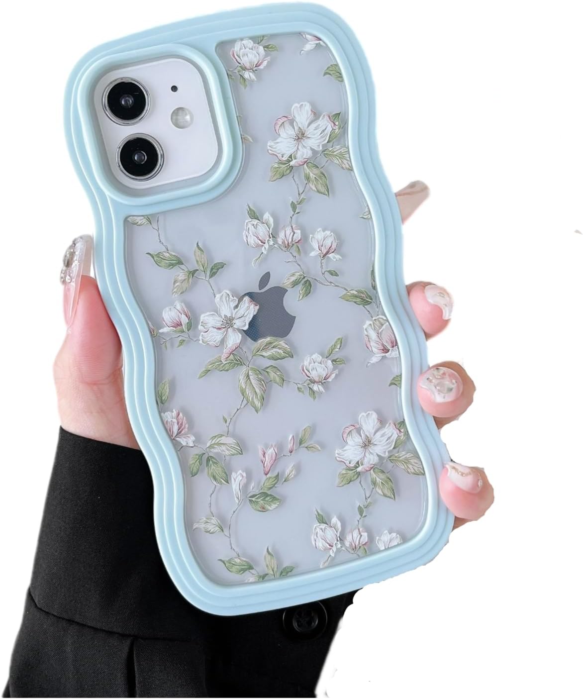 Amazon.com: ZTOFERA Floral Case for iPhone 12/12 Pro 6.1 inch,Cute Curly Wave Frame Shape Case ...